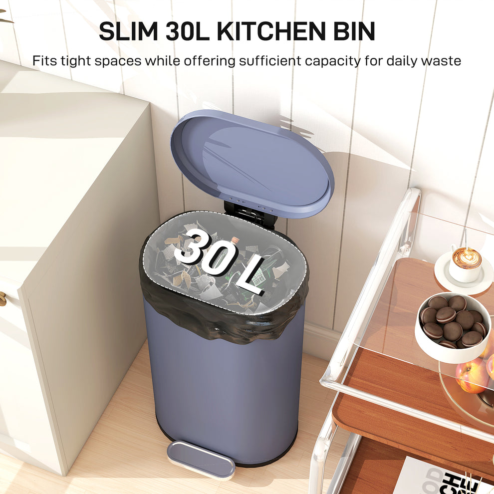 HOMCOM 30 L Modern Curved Kitchen Bin - Grey – Furniture Gold