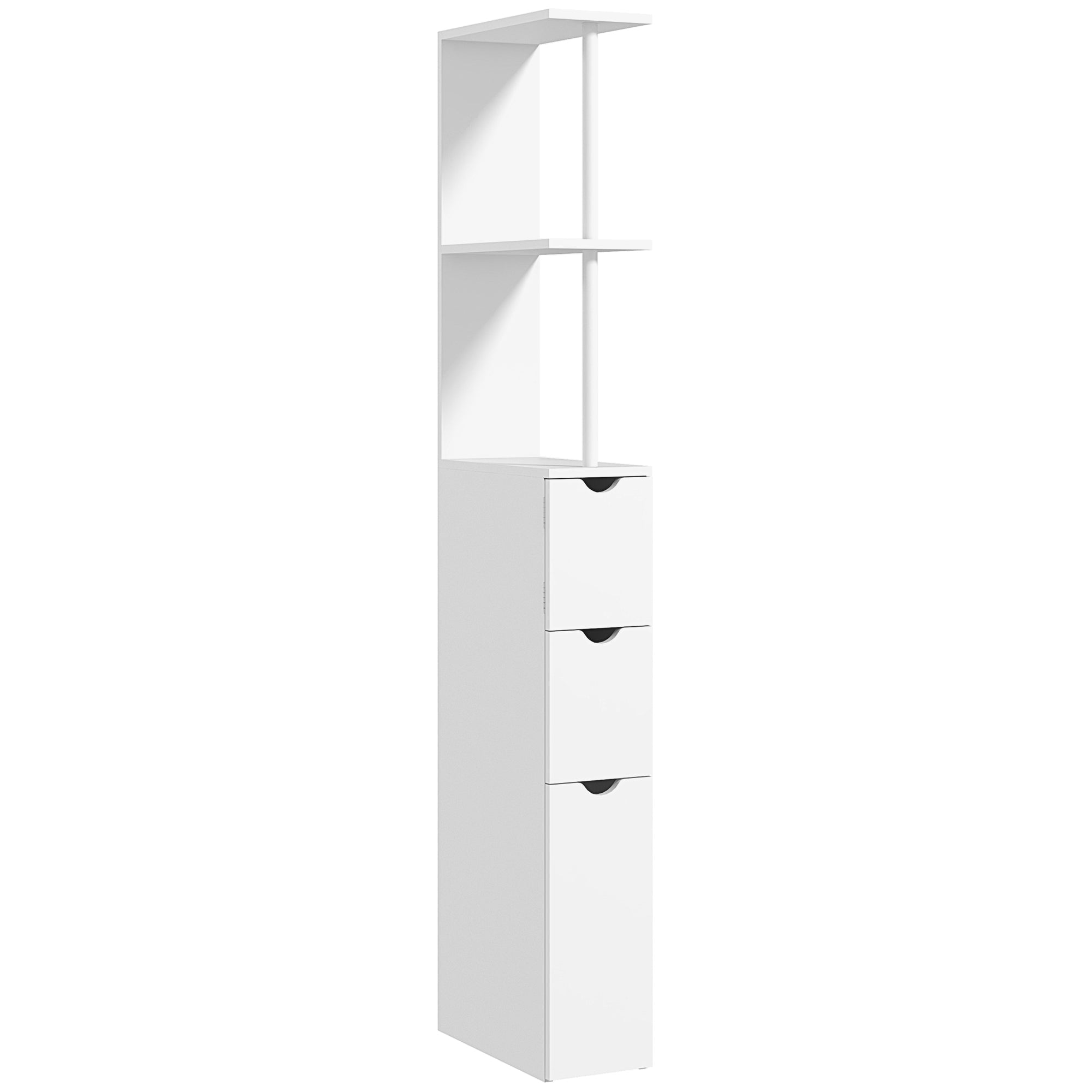 HOMCOM Slim Bathroom Storage Cabinet with Drawers, Tall Bathroom Cupbo ...