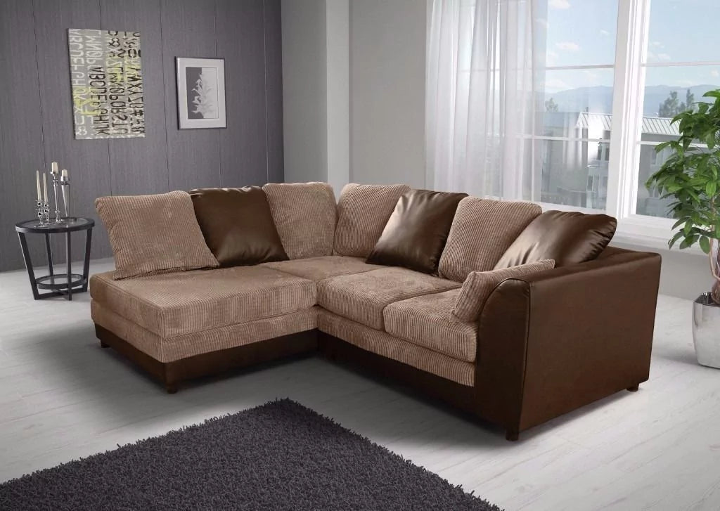 Benson Corner Sofa - Brown and Beige – Furniture Gold