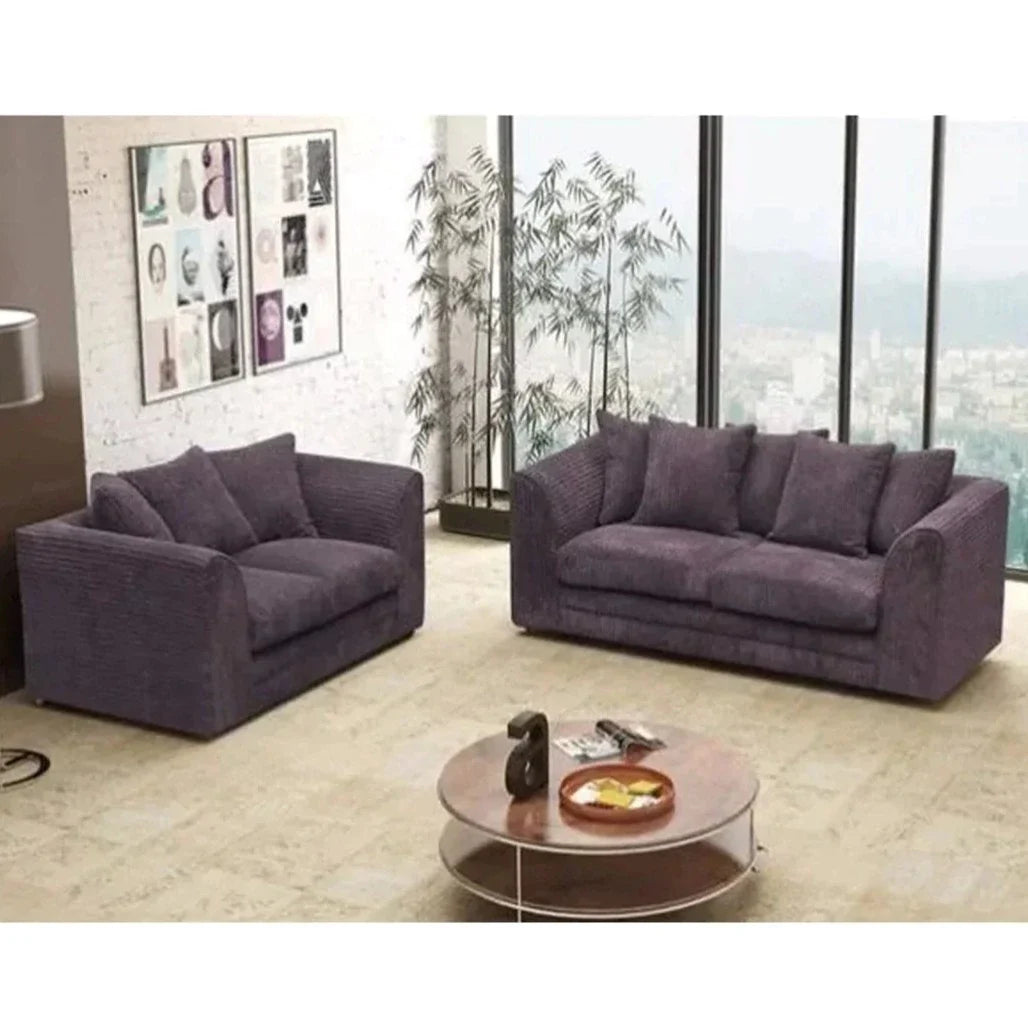 Desmond Jumbo Cord 3 Seater and 2 Seater Sofa Set - Chocolate Brown an ...