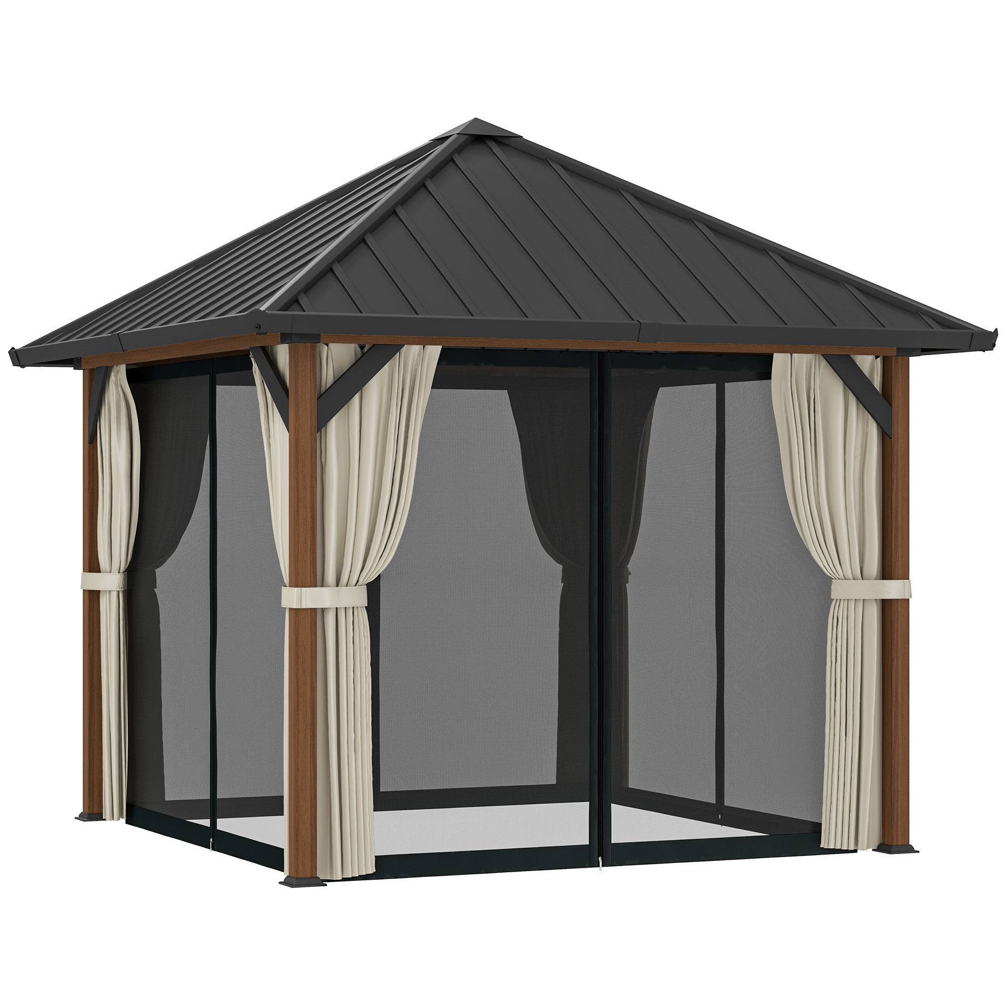 Outsunny 3 x 3(m) Hardtop Gazebo with Galvanised Steel Roof and Water ...