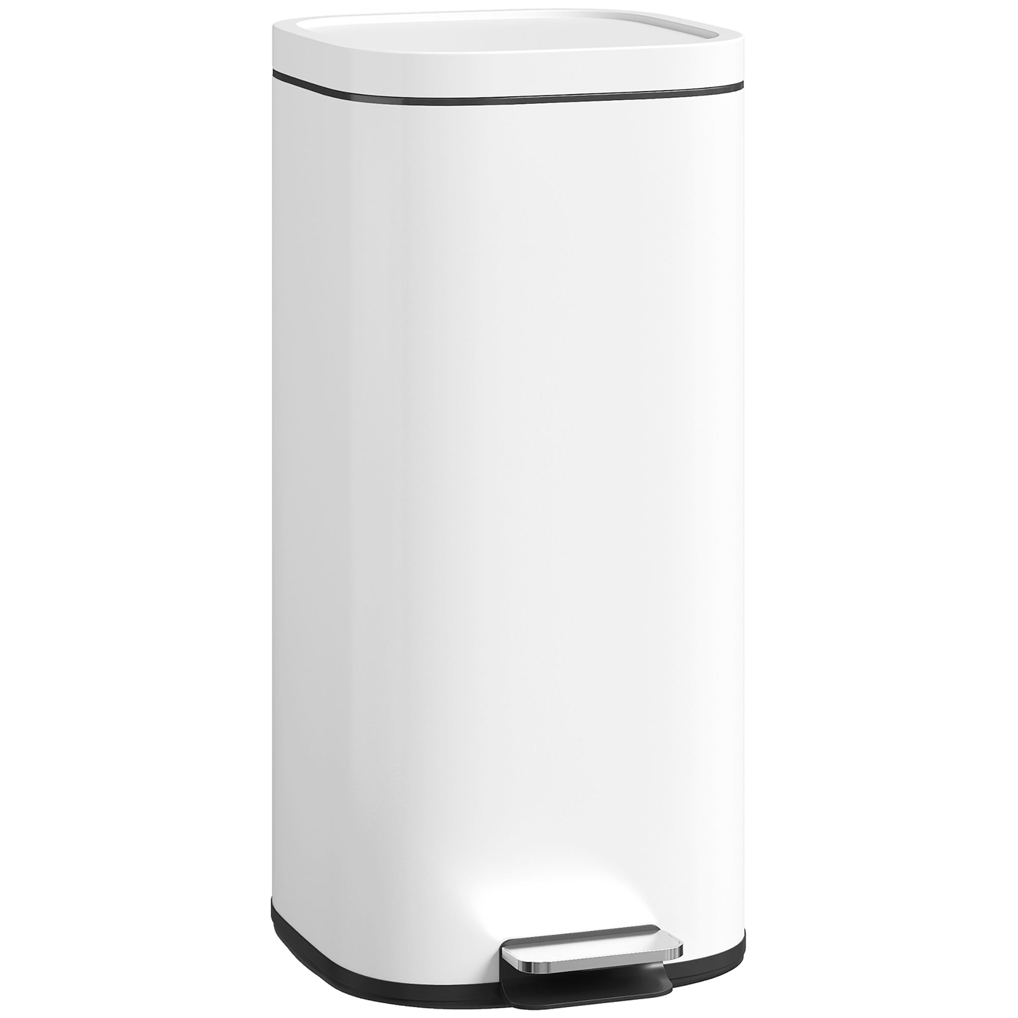 HOMCOM 30L Kitchen Bin, Compact Pedal Bin with Soft-Close and Stay-Ope ...