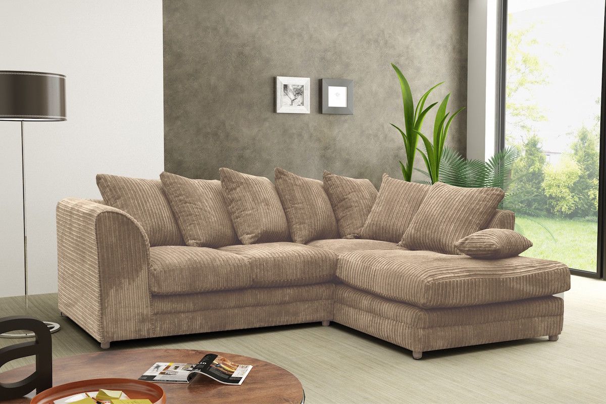 Desmond Jumbo Cord Corner Sofa - Grey and Other Colours – Furniture Gold UK